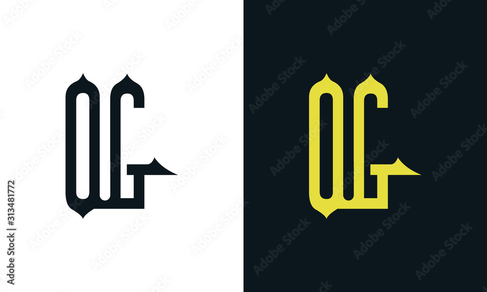 Minimal luxury line art letter OG logo. This logo icon incorporate with ...