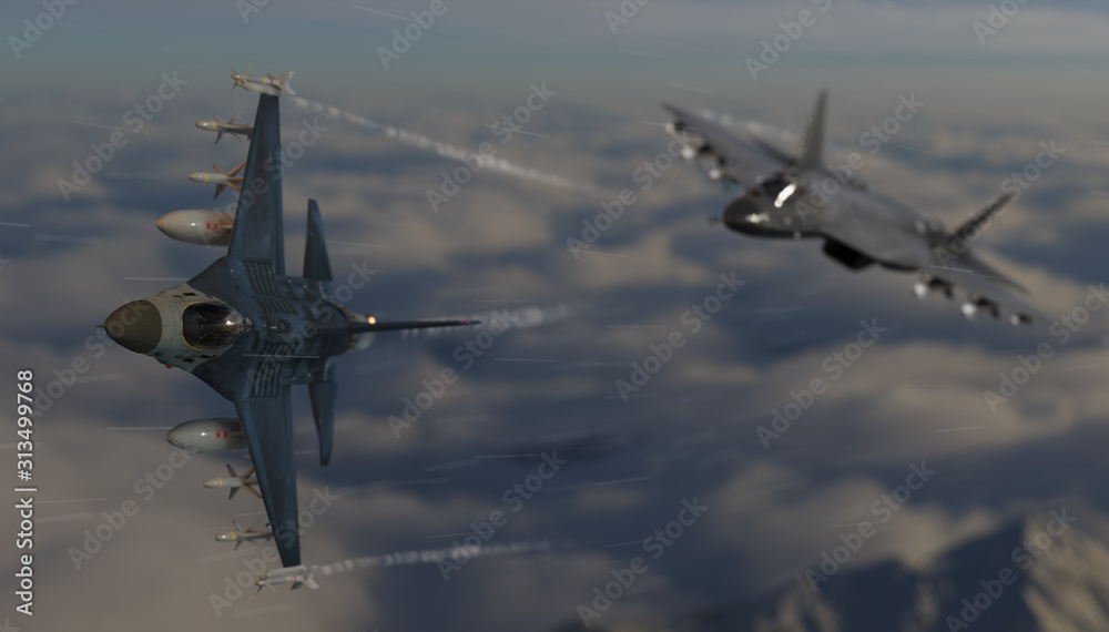 American airforce jet followed by russian military stealth jet dogfight ...