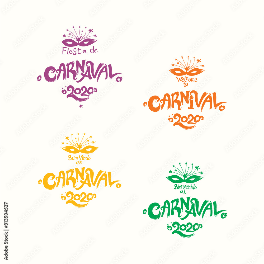 Welcome to Carnival 2020. A set of four bright multicolored Carnival ...