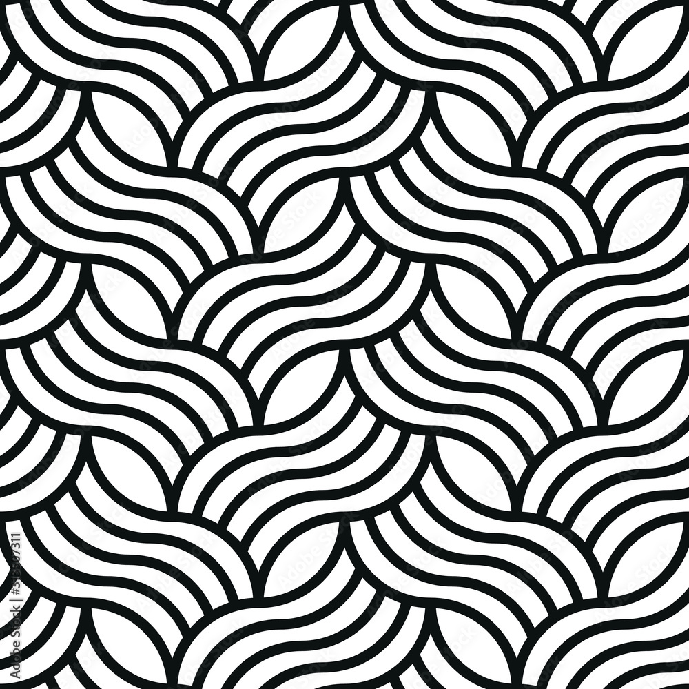 Seamless black and white vintage woven ornate art deco outline pattern ...