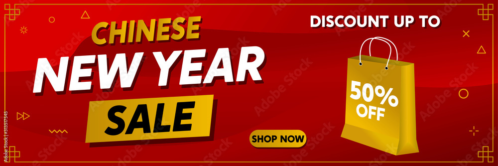 Chinese New Year Sale, Discount Up To 50% Off, Red Gradient Background ...
