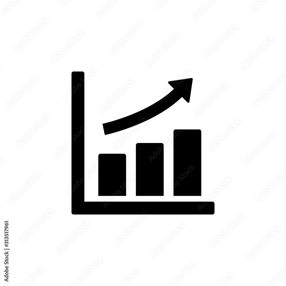 Chart arrow up graph bar histograms icon. Simple business performance ...