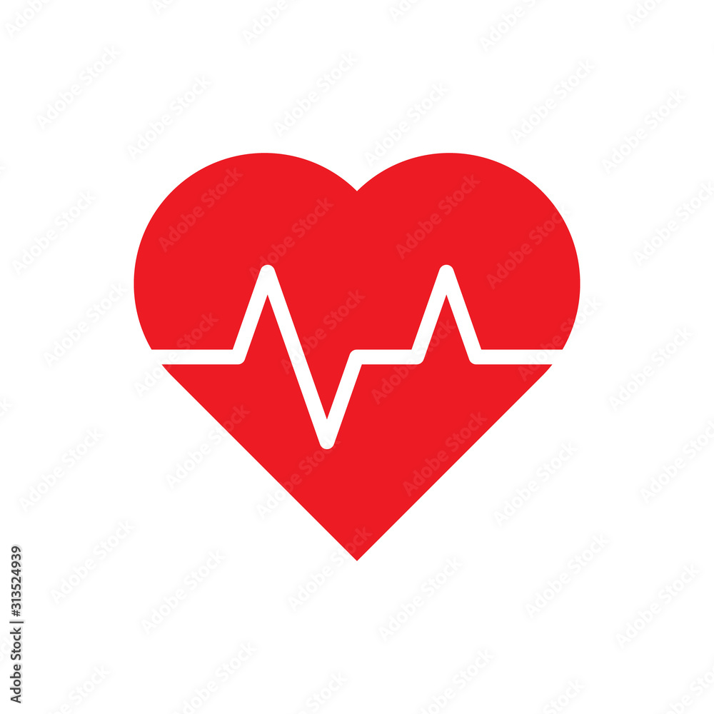 heart symbol with a heartbeat wave line in the middle Stock Vector ...