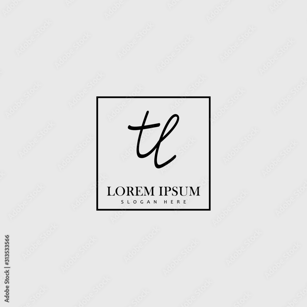 Initial TL handwriting with square minimalist template logo Stock ...