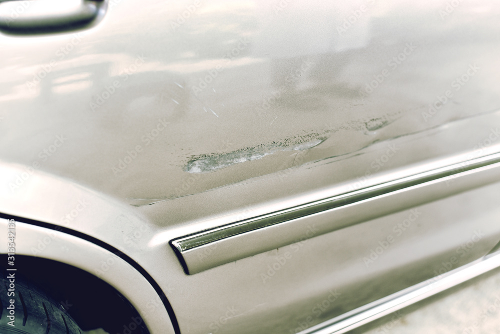 Car crash accident, Paint scratches on vehicle body, Insurance ...