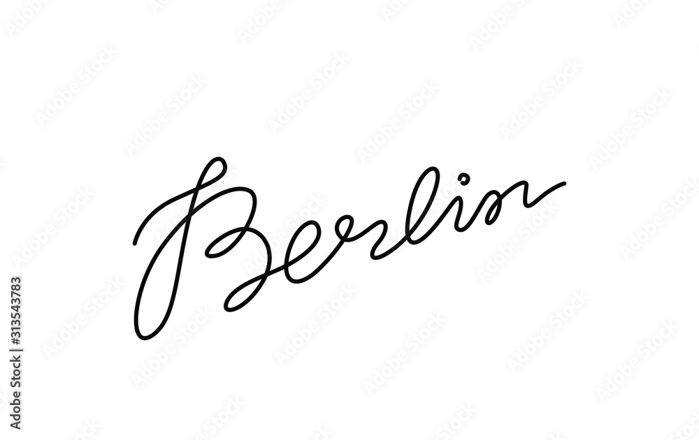 Berlin inscription continuous line drawing, hand lettering small tattoo ...