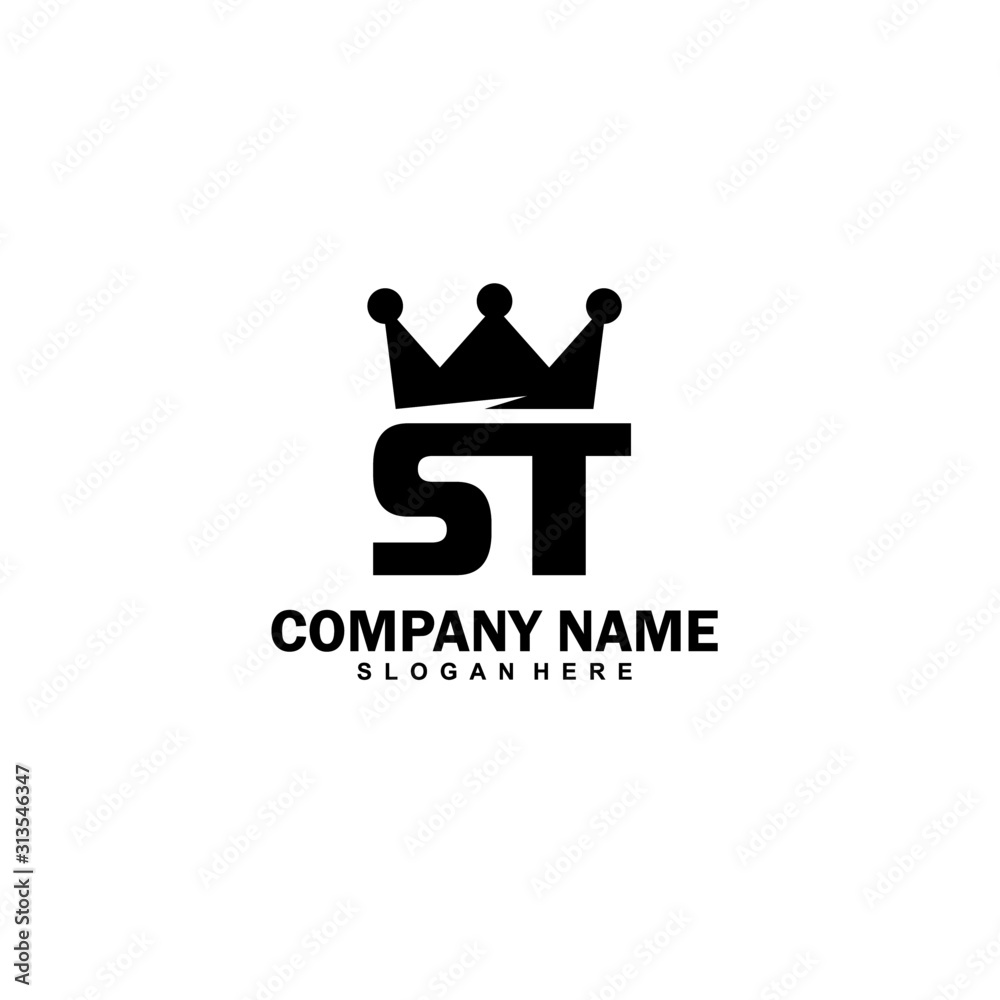 LETTER ST INITIAL WITH CROWN TEMPLATE LOGO Stock Vector | Adobe Stock