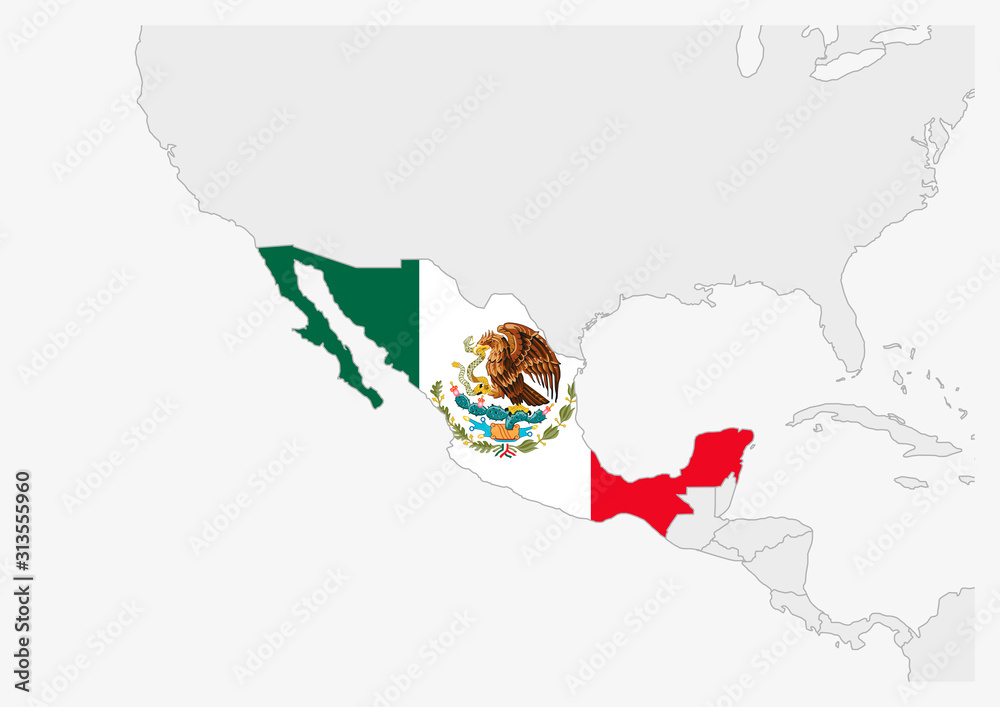 Mexico map highlighted in Mexico flag colors Stock Vector | Adobe Stock