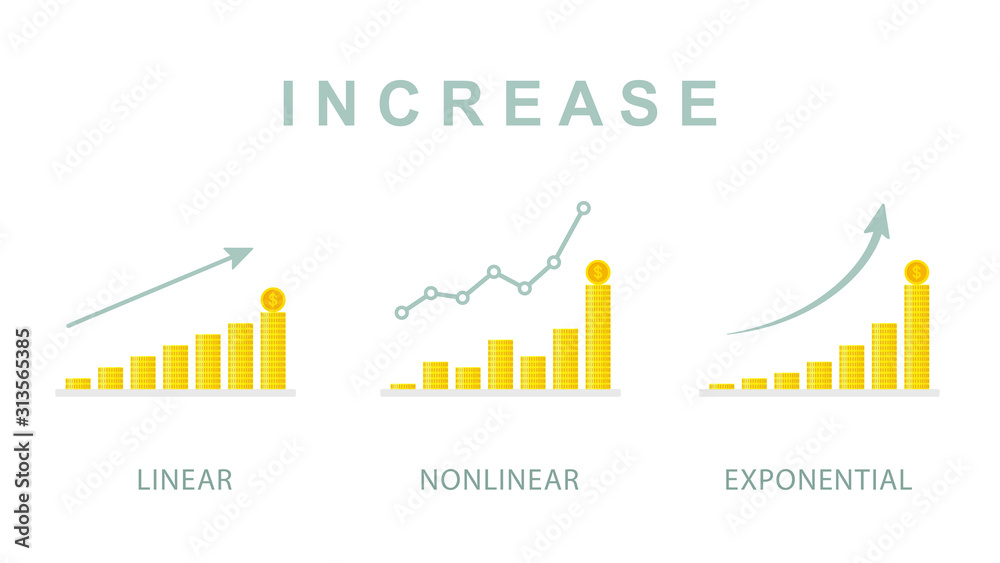 Collection of growth graphs with increasing stacks of dollar coins ...