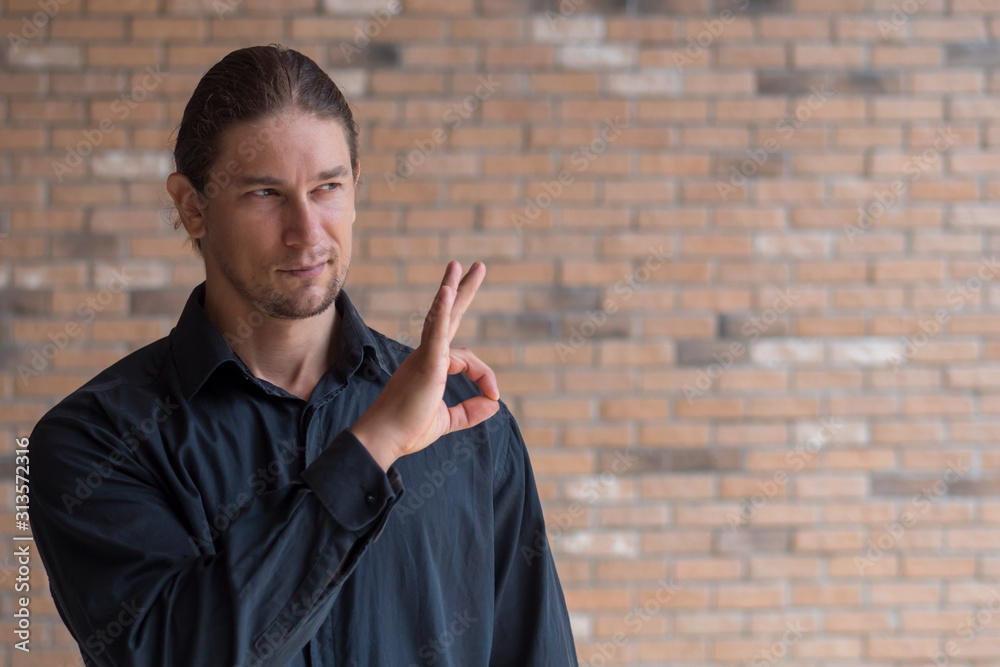 man giving accepting, yes, good, positive, approval ok hand sign, okay ...