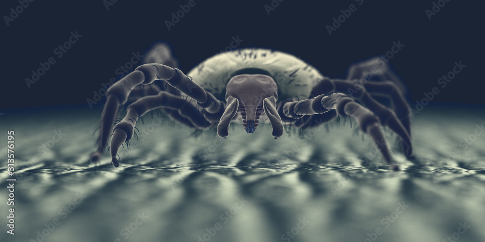 3d rendered illustration of a tick on human skin, sem style Stock ...