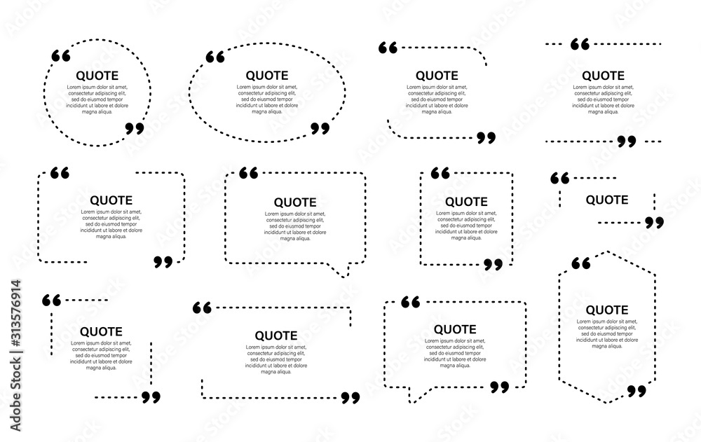 Quote box frame, big set. Texting quote boxes. Blank template quote ...