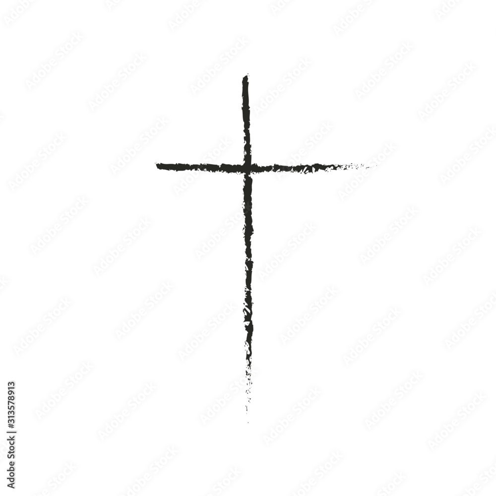 Hand drawn cross. Vector cross. The cross is made with a brush. Stock ...