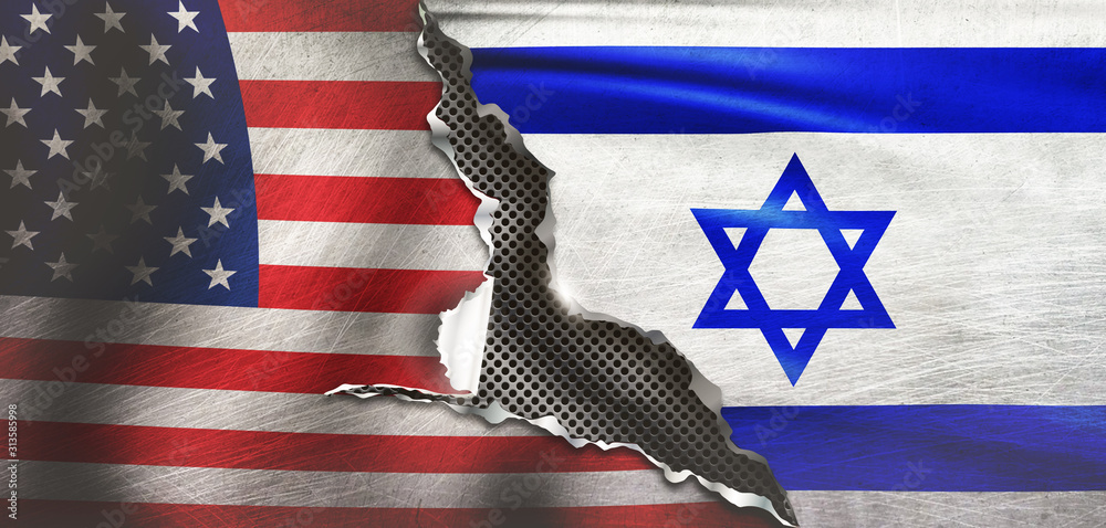 usa and israel flag, covering on cracked wall. 3d illustration Stock ...