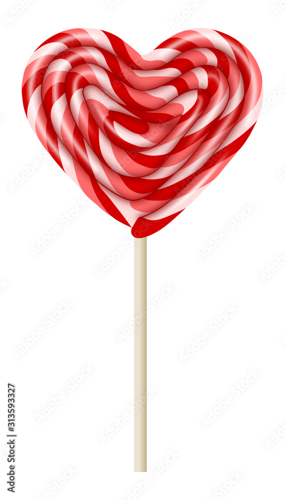heart shaped lollipop isolated on white for valentine's day Stock ...