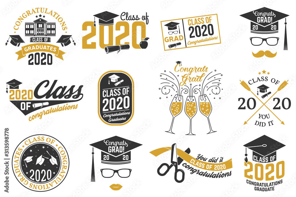 Set of Vector Class of 2020 badges. Concept for shirt, print, seal ...