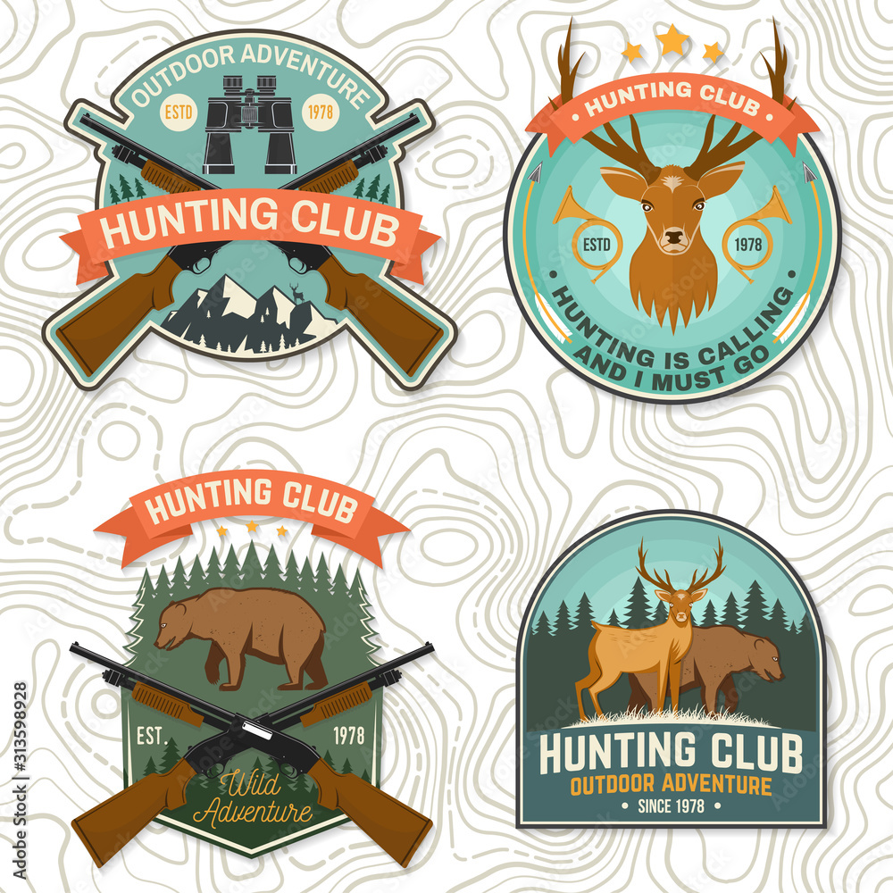 Set of Hunting club badge. Vector Concept for shirt, print, stamp ...