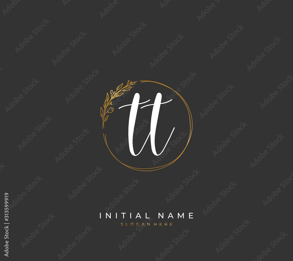 Handwritten initial letter T TT for identity and logo. Vector logo ...