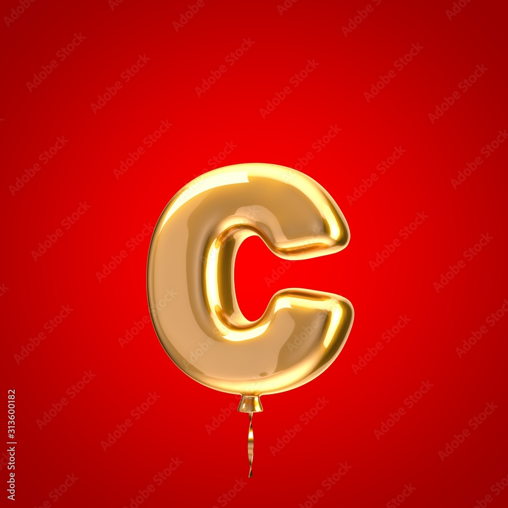 Gold balloon font letter C lowercase Stock Illustration | Adobe Stock