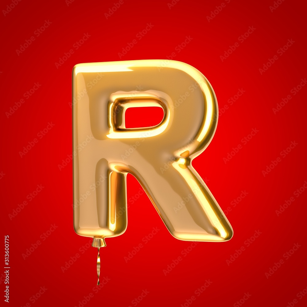 Gold balloon font letter R uppercase Stock Illustration | Adobe Stock