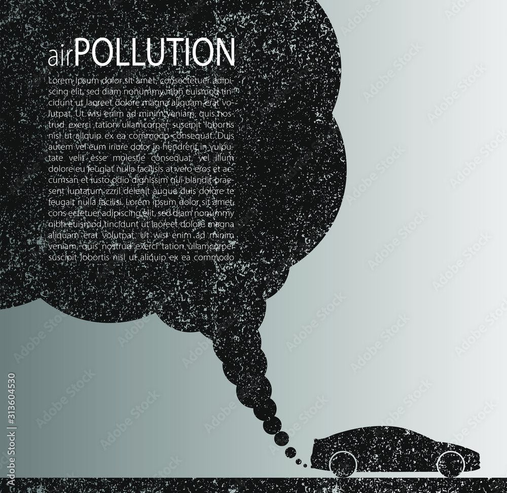 Air pollution background template. Transportation car smoke cloud ...