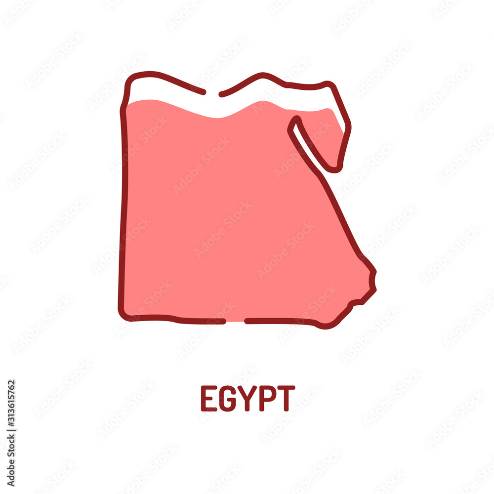 Egypt map color line icon. Border of the country. Pictogram for web ...