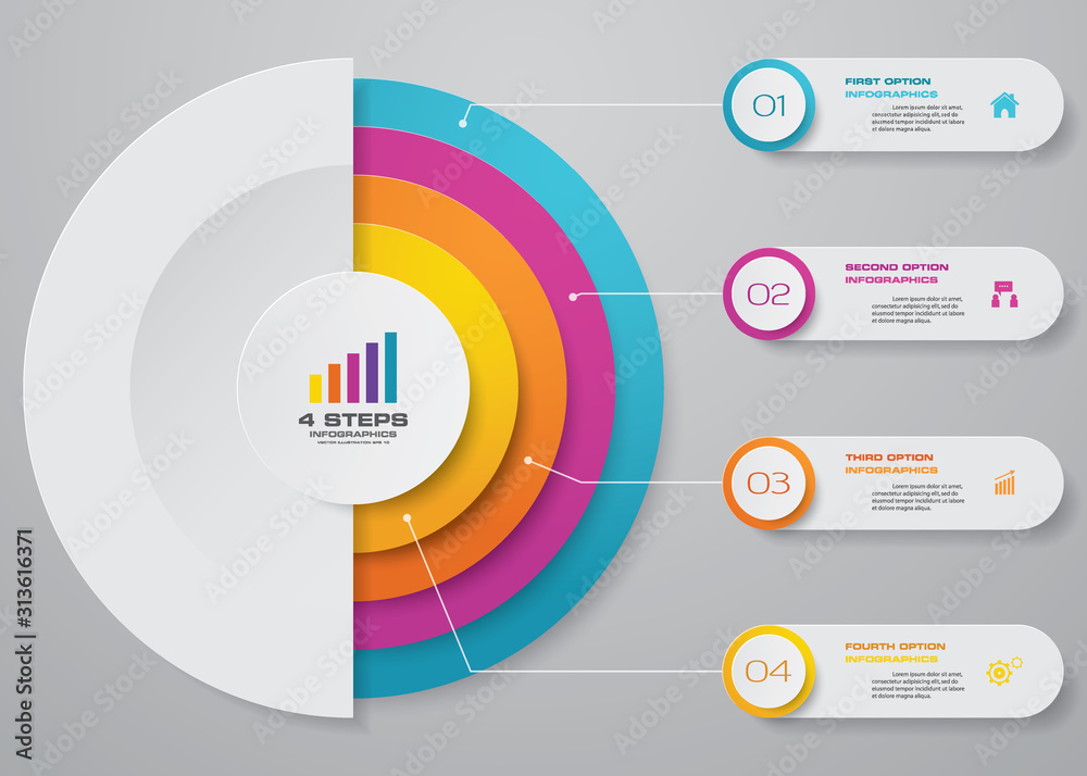 4 steps cycle chart infographics elements for data presentation. EPS 10 ...