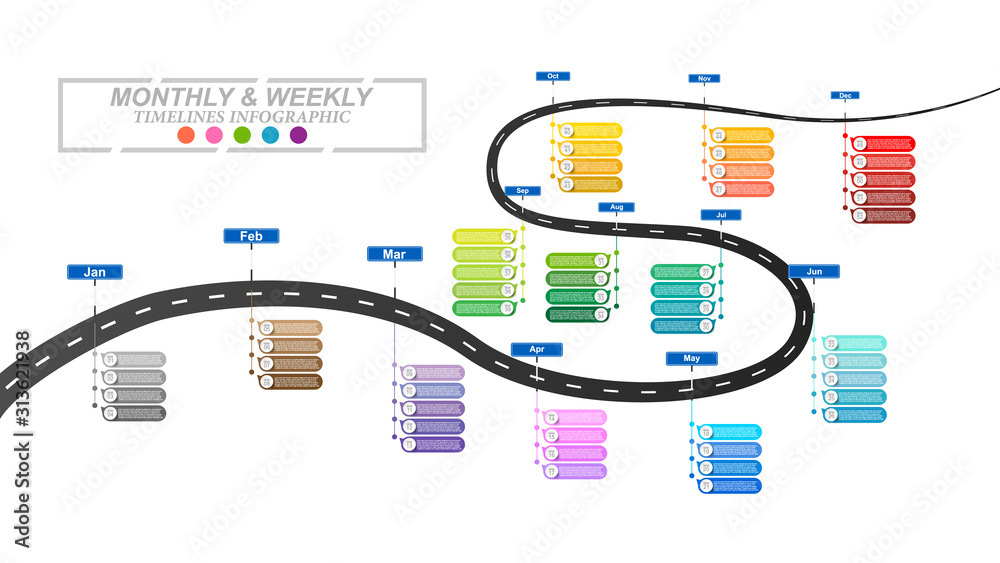 Modern business horizontal timeline process chart infographics template ...