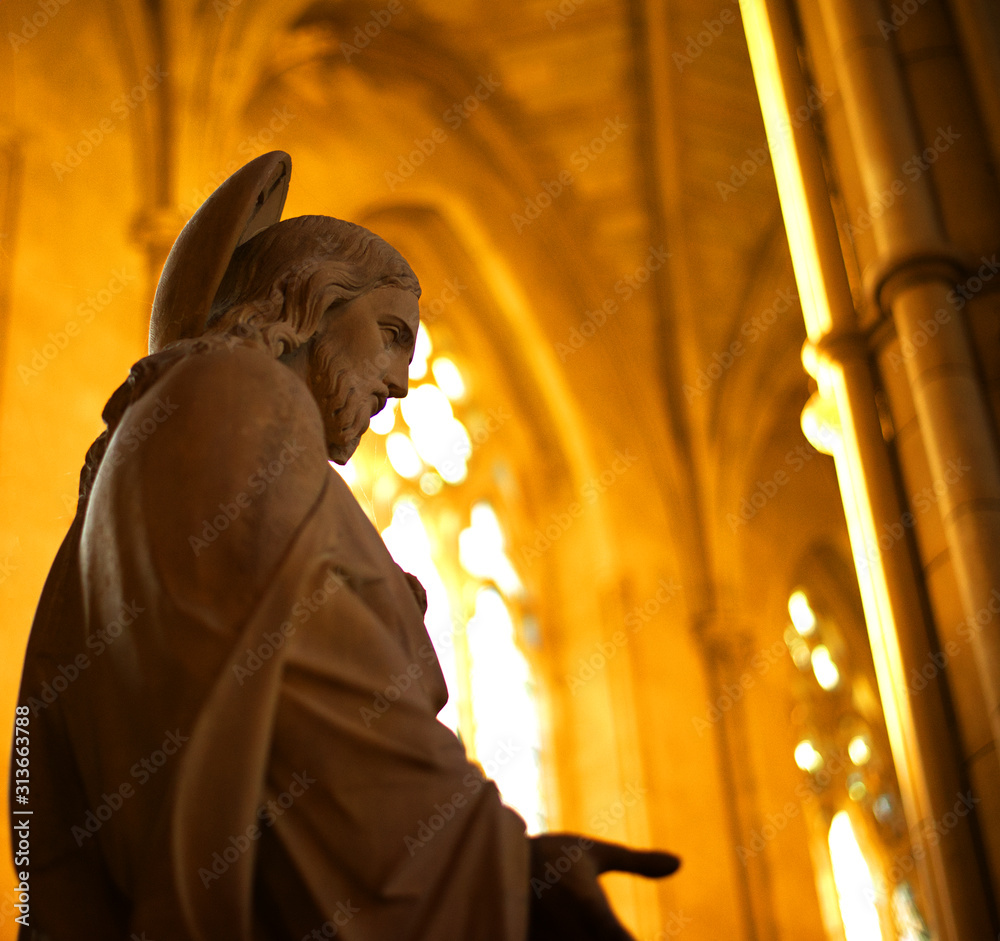 Jesus statue standing in cathedral Stock Photo | Adobe Stock