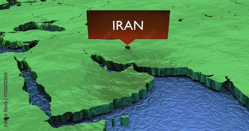 3D rendered map of Iran with a red sticker Stock Illustration | Adobe Stock