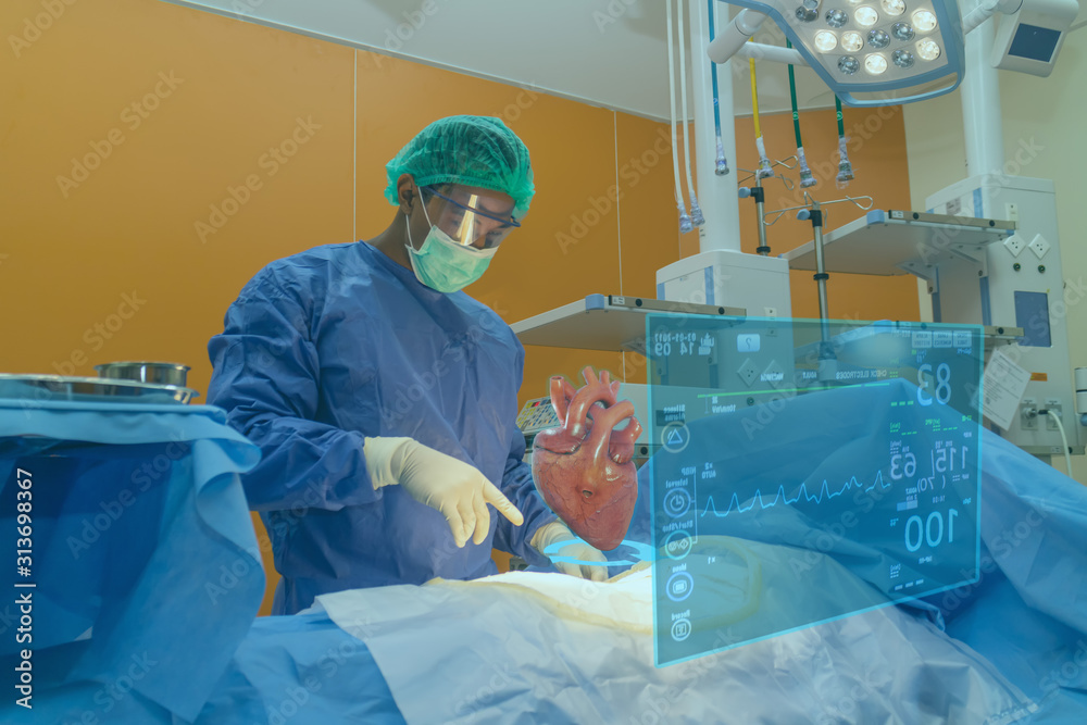 smart medical technology concept, doctor use augmented reality to show ...