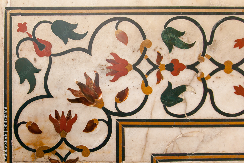 Floral Border at Taj Mahal Stock Photo | Adobe Stock