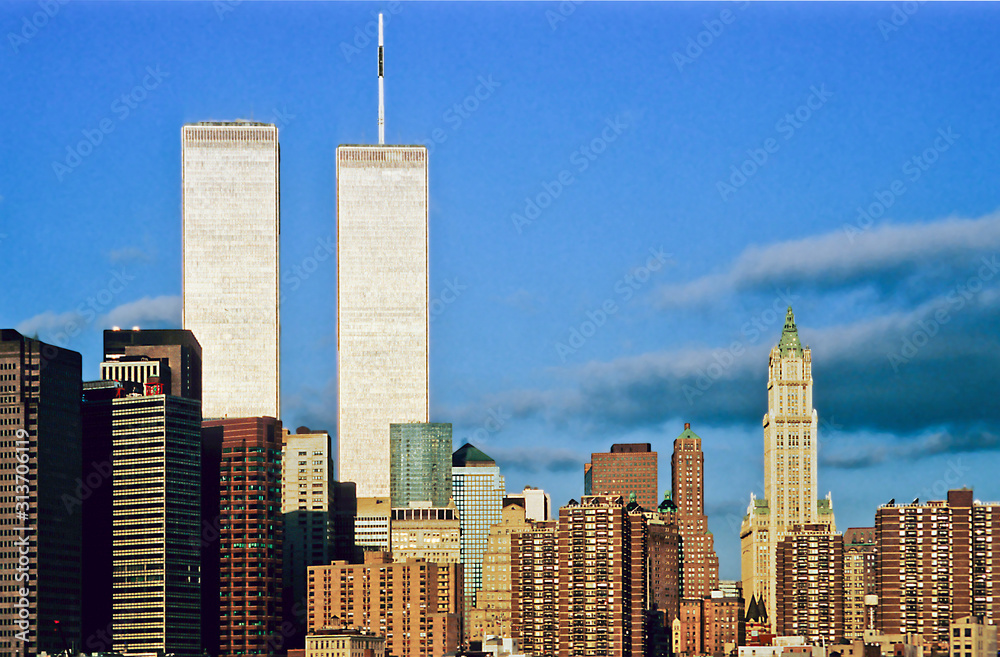 twin towers in sunset Stock Photo | Adobe Stock