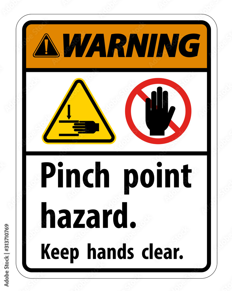 Warning Pinch Point Hazard,Keep Hands Clear Symbol Sign Isolate on ...
