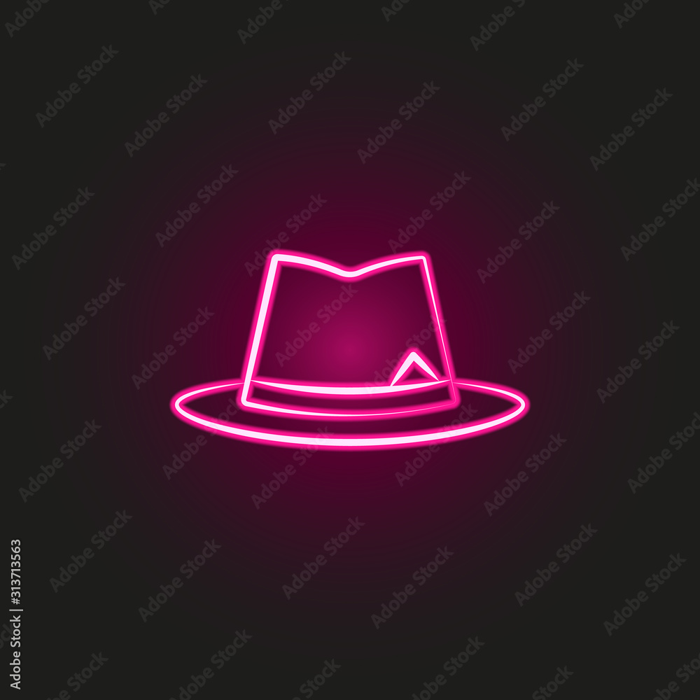 gang, criminal, hat, mafia neon style icon. Simple thin line, outline ...