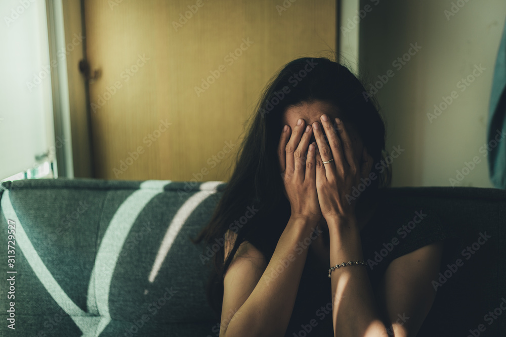 panic attacks alone young woman sad fear stressful depressed emotion ...