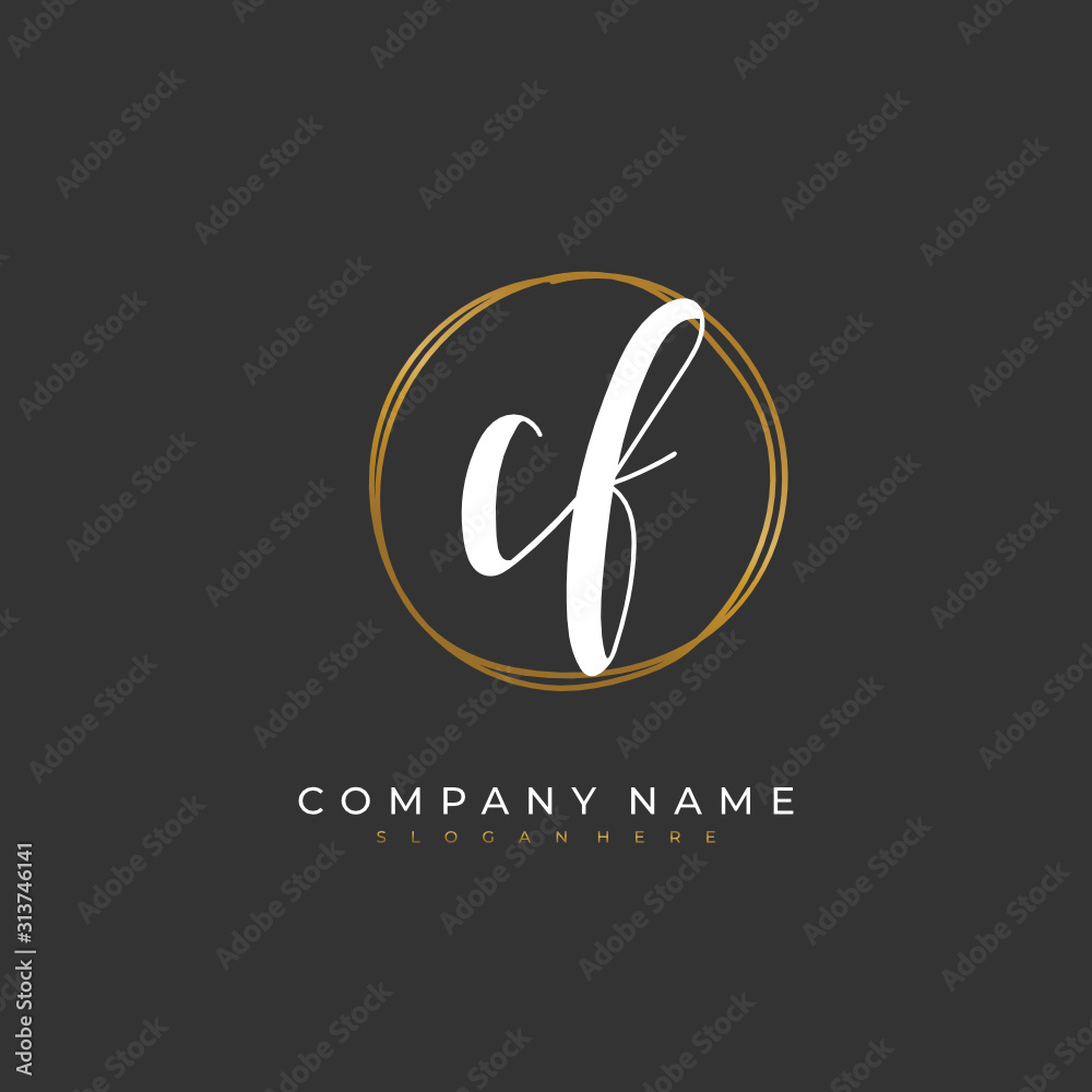 Handwritten initial letter C F CF for identity and logo. Vector logo ...