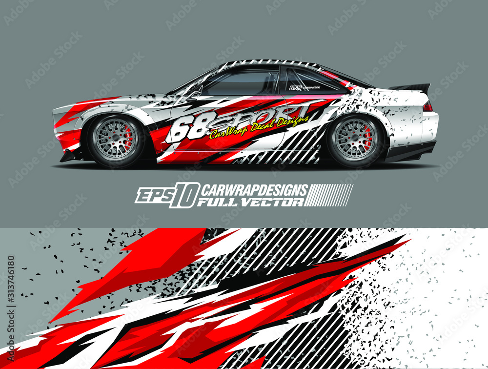 Drift car graphic livery design vector. Graphic abstract stripe racing ...