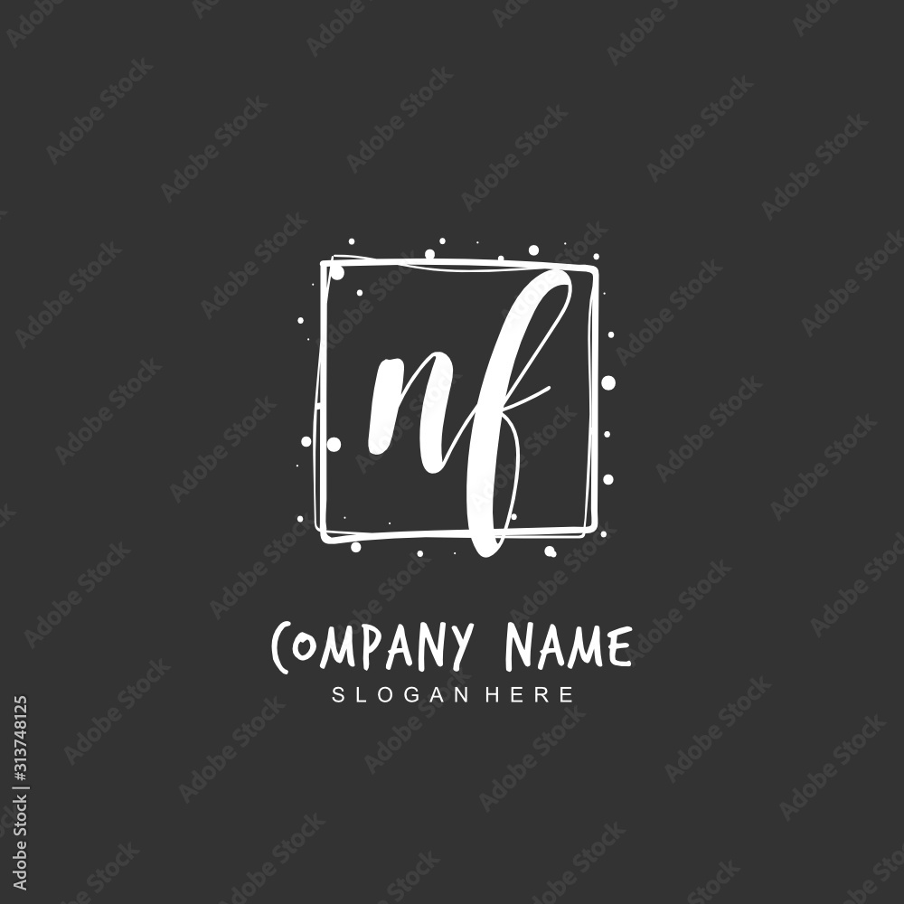 Handwritten initial letter N F NF for identity and logo. Vector logo ...