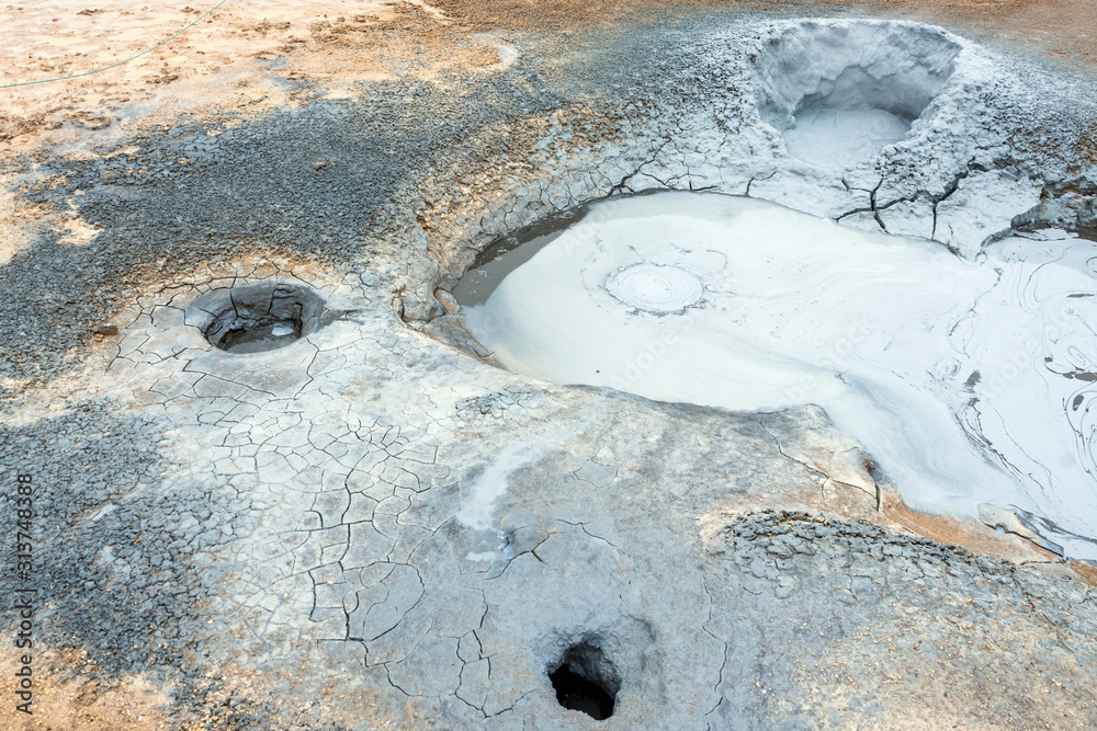 Textured, cracked and patterned ground in the Namaskard/Myvatn area in ...