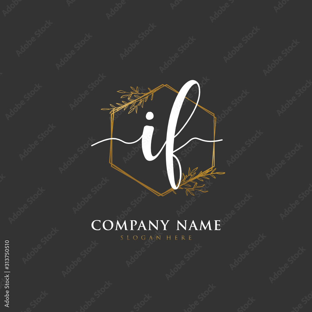 Handwritten initial letter I F IF for identity and logo. Vector logo ...