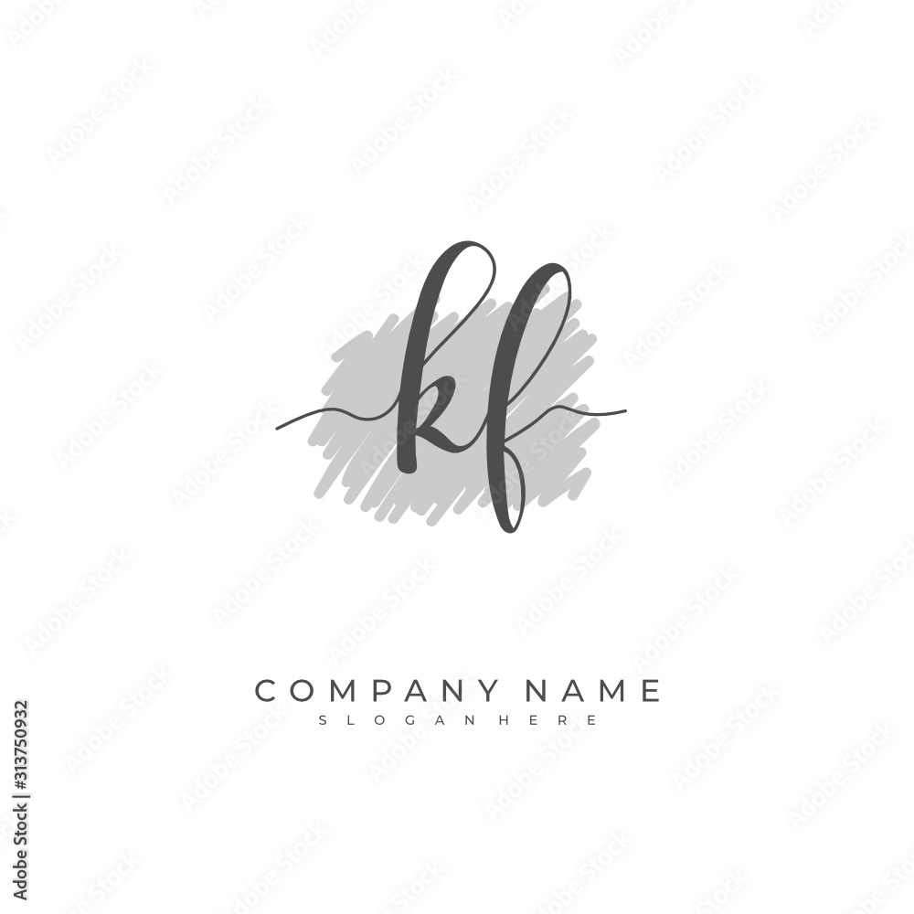 Handwritten initial letter K F KF for identity and logo. Vector logo ...