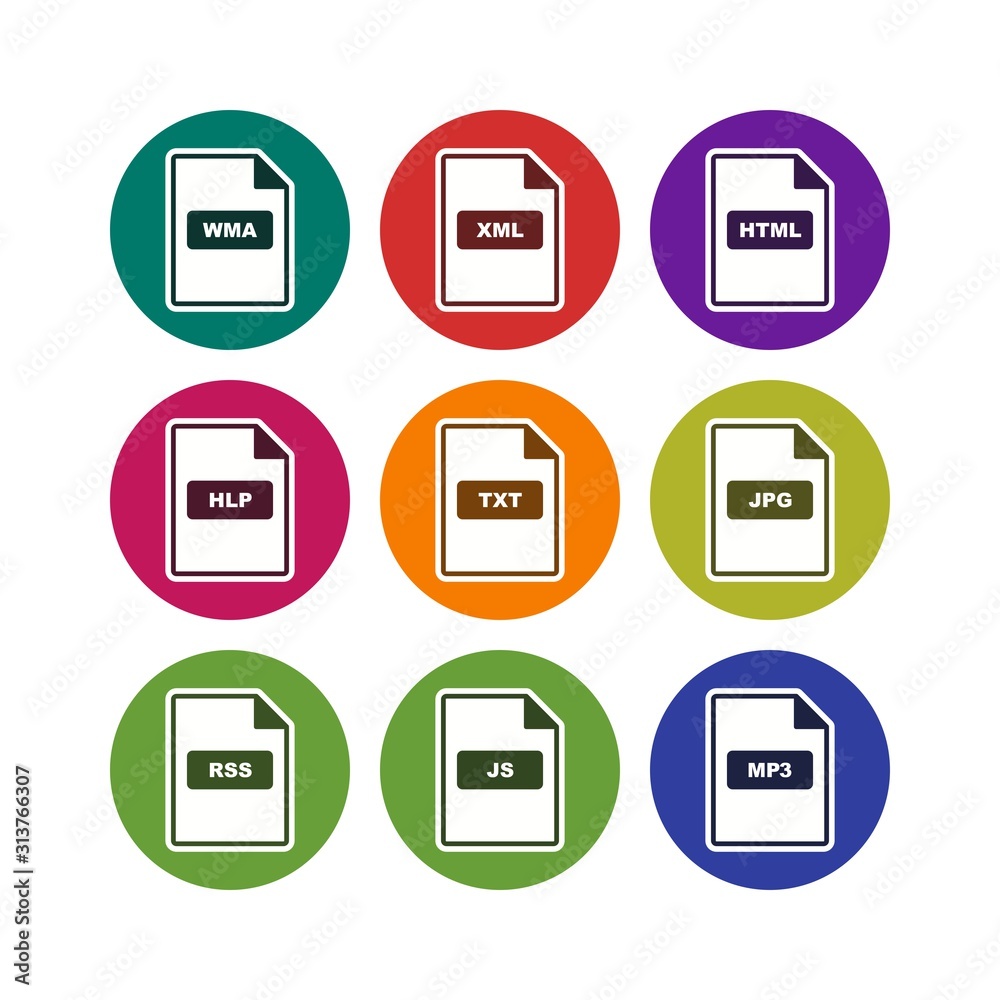 9 Set Of file formats icons isolated on white background... Stock ...