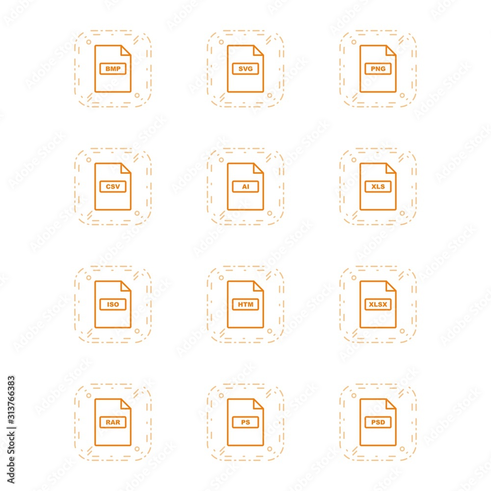 12 Set Of file formats icons isolated on white background... Stock ...