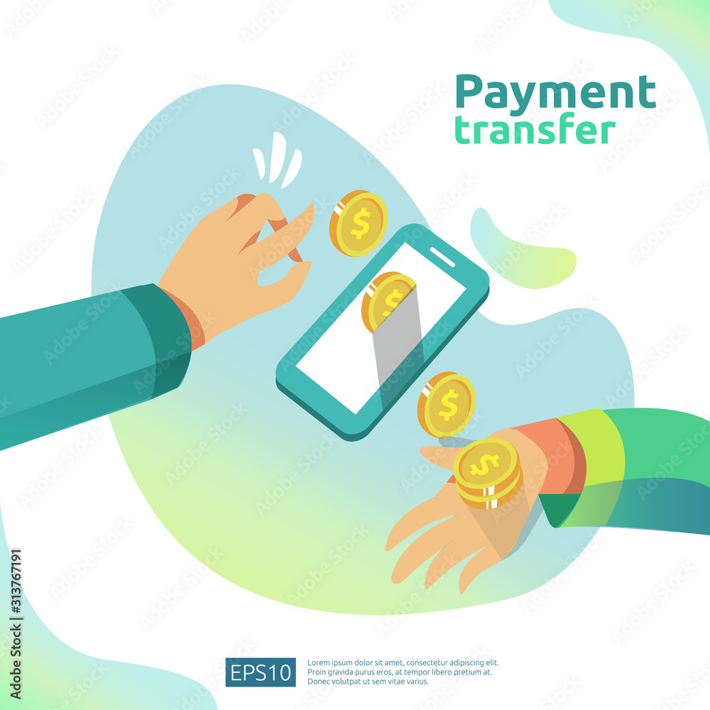 money transfer concept for E-commerce market or shopping online with ...