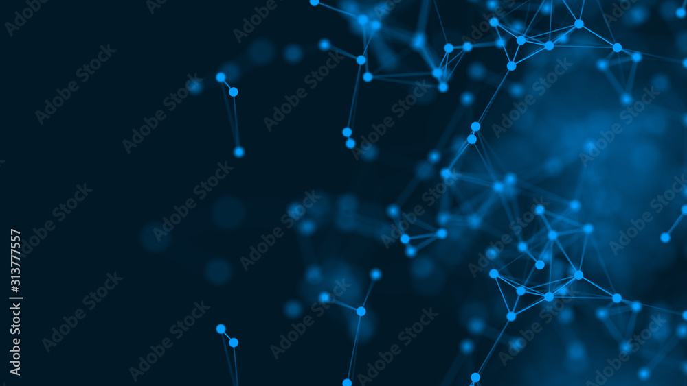 3D rendering abstract futuristic with connection glowing lines and ...