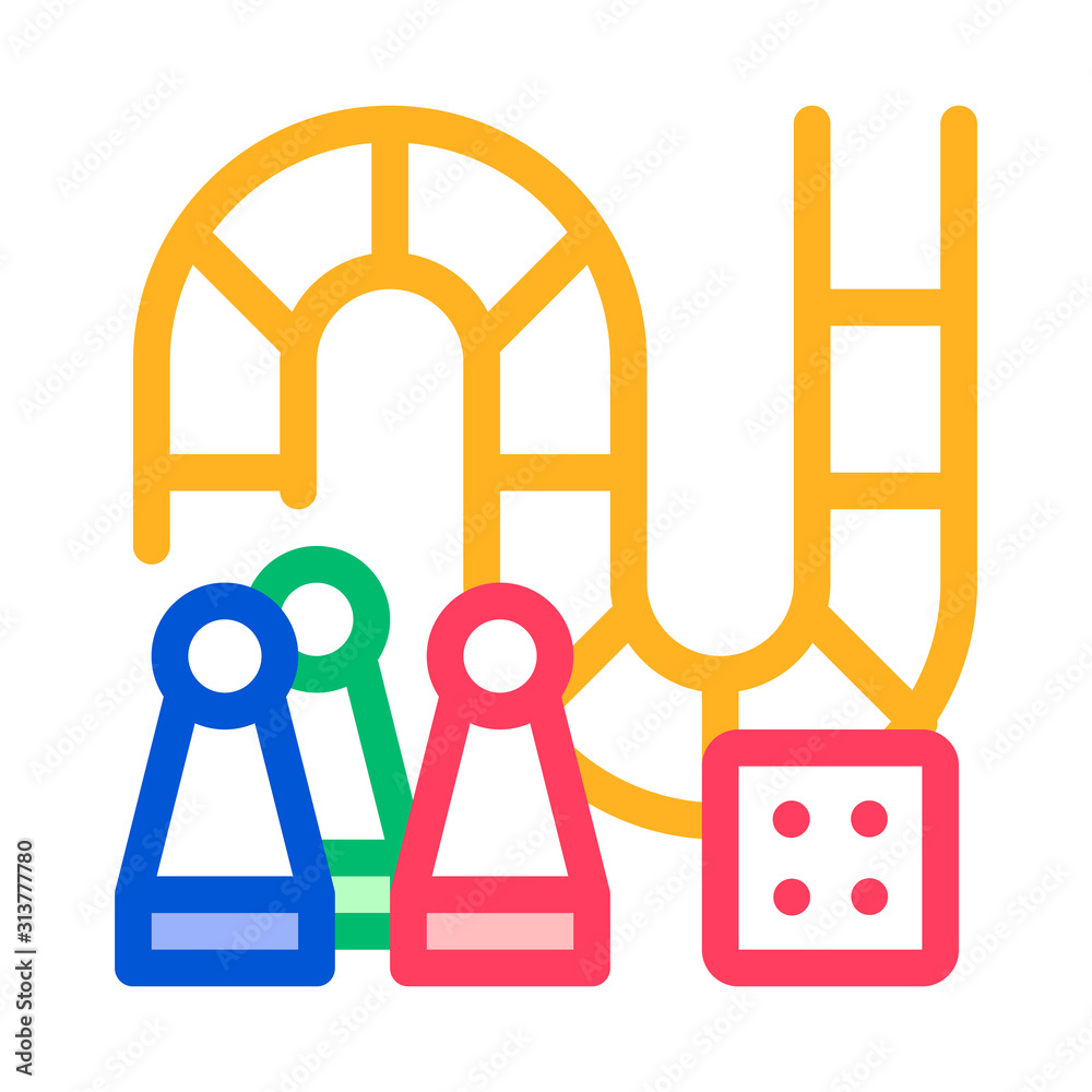 Interactive Kids Board Game Vector Thin Line Icon. Counter Figures ...