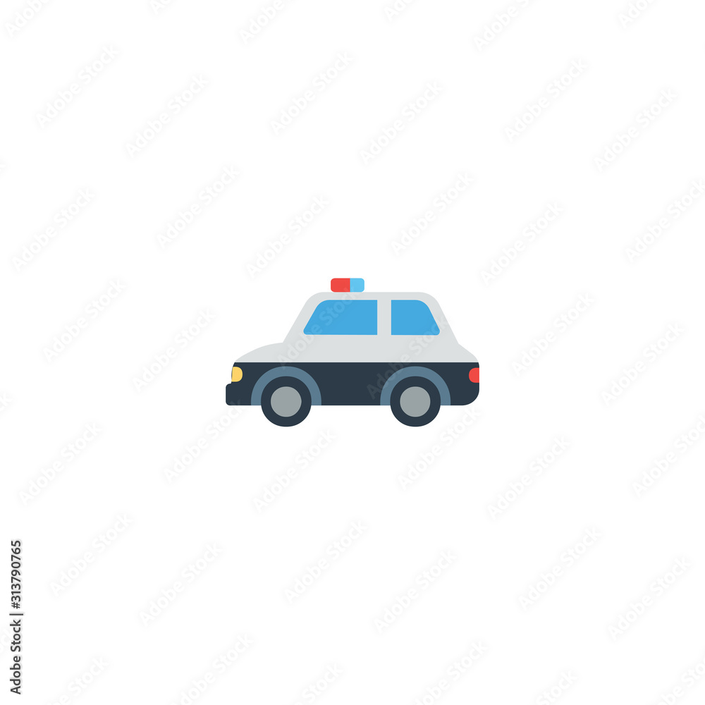 Police Car Flat Vector Icon. Isolated Police Car Side View Emoji ...