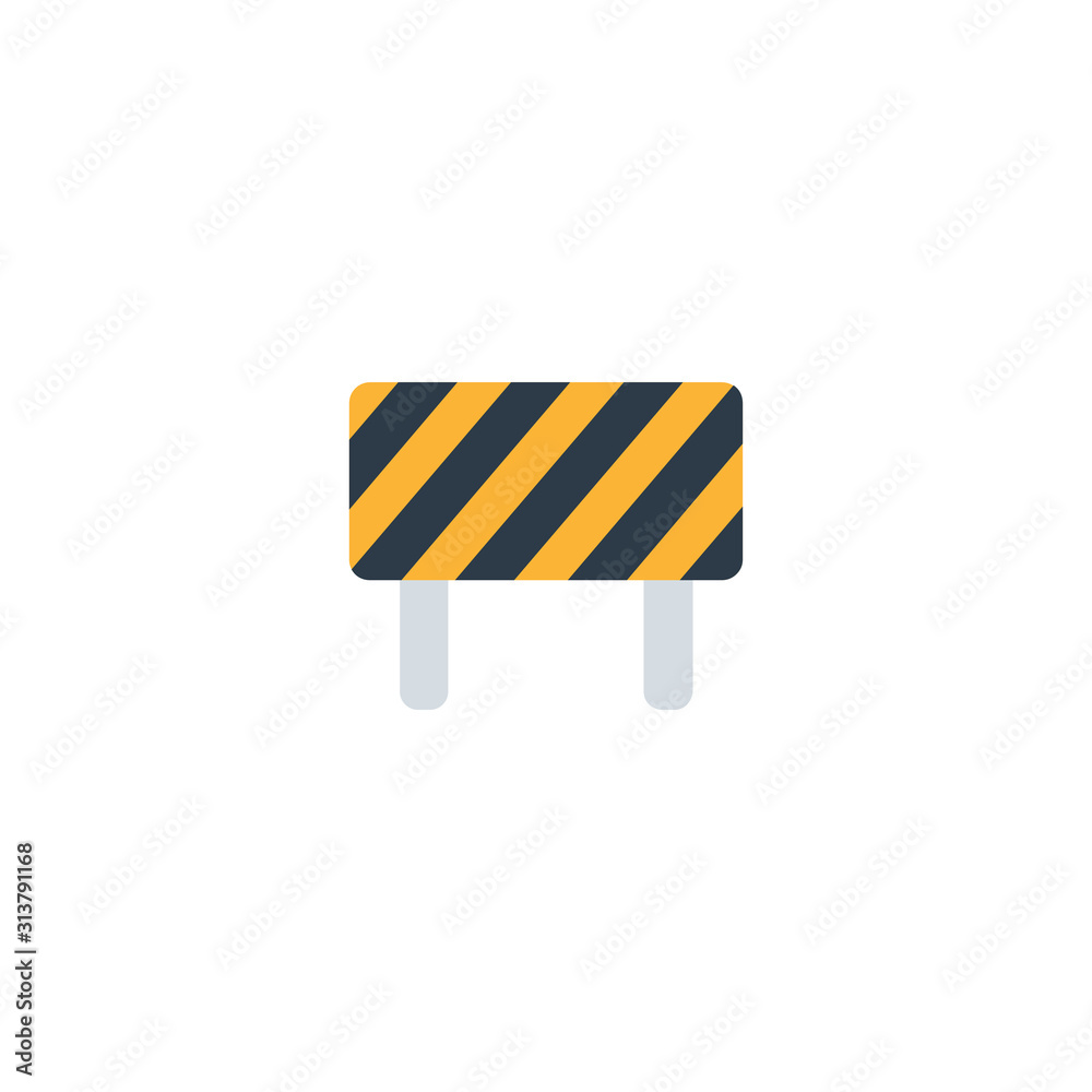 Construction Barricade Sign Flat Vector Icon. Road Construction Barrier ...