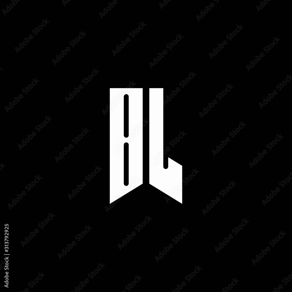 BL logo monogram with emblem style isolated on black background Stock ...